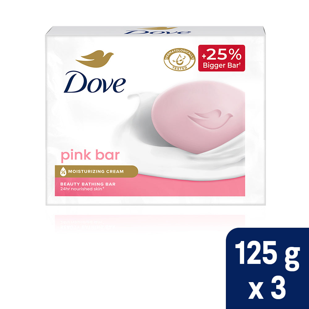 Dove Pink Beauty Bathing Bar - For Even Toned Glow | 3x125g