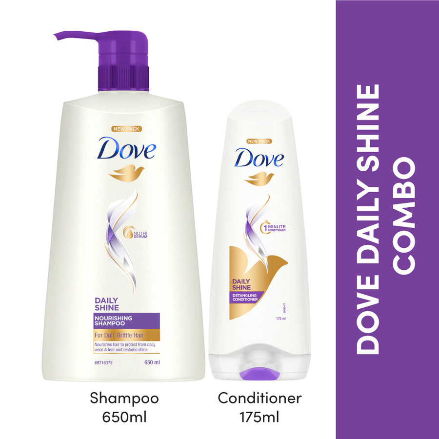 Dove Daily Shine Shampoo 650ml & Conditioner 175ml (Combo Pack)