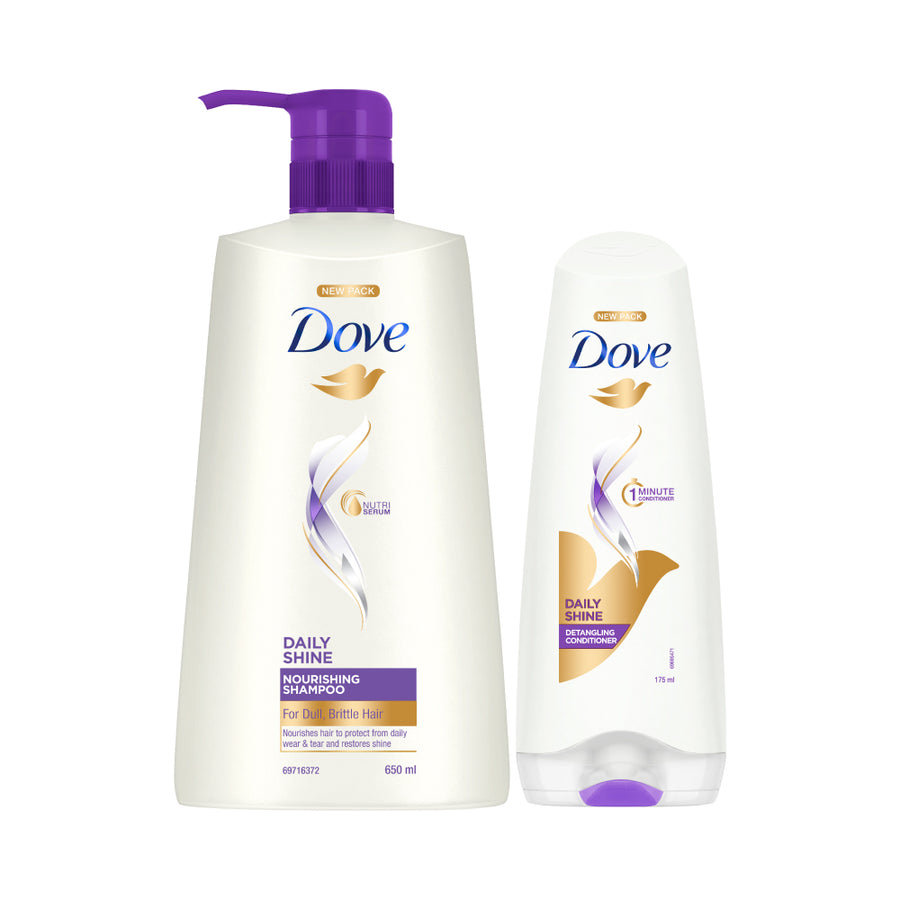 Dove Daily Shine Shampoo 650ml & Conditioner 175ml (Combo Pack)