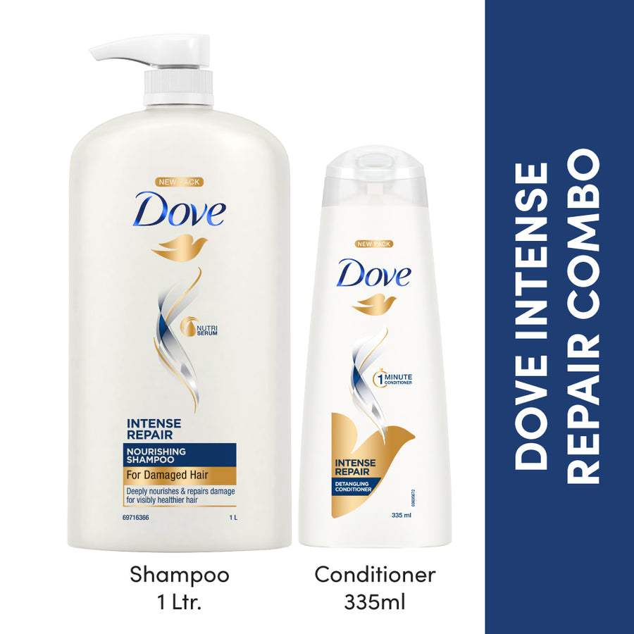 Dove Intense Repair Shampoo 1L & Conditioner 335ml (Combo Pack)