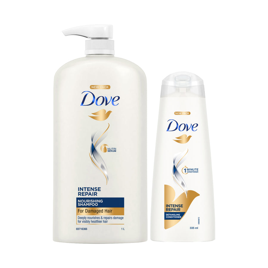 Dove Intense Repair Shampoo 1L & Conditioner 335ml (Combo Pack)