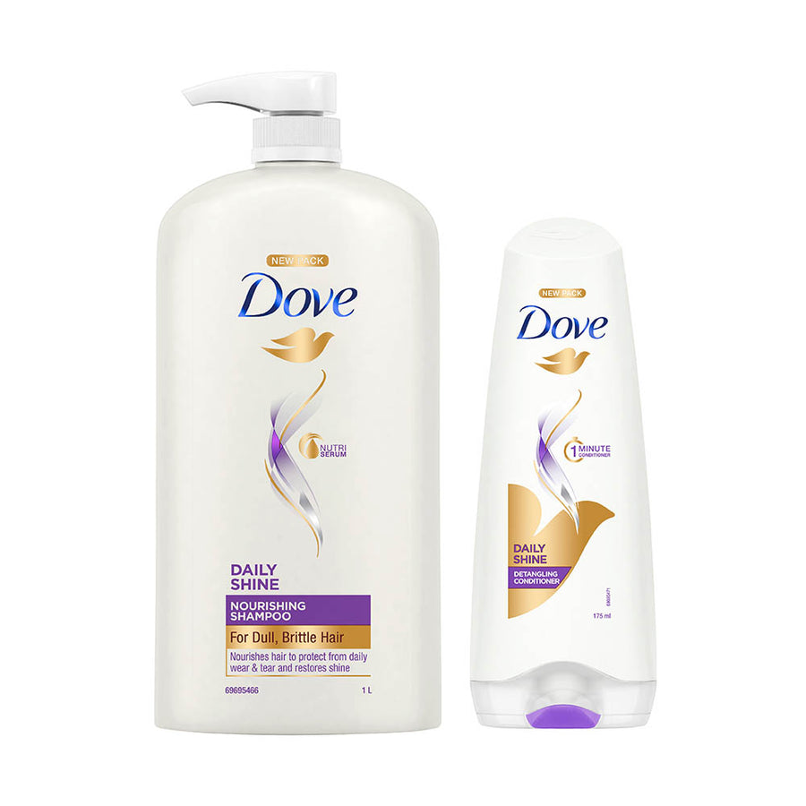 Dove Daily Shine Shampoo 1L & Conditioner 175ml (Combo Pack)