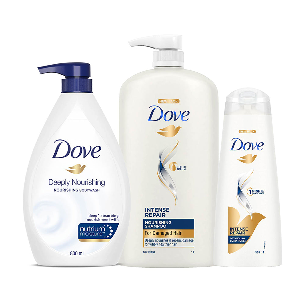 Dove Intense Repair Shampoo 1L, Conditioner 335ml & Deeply Nourishing